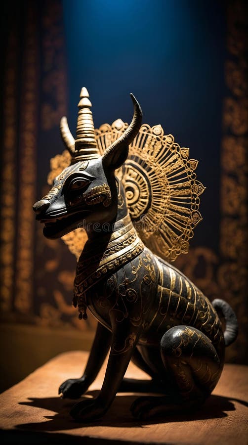 Animal Statues of Ancient Mythical Creatures Stock Illustration ...