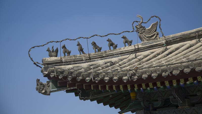 Animal Statues on Temple Roof Stock Photo - Image of prayer, building ...
