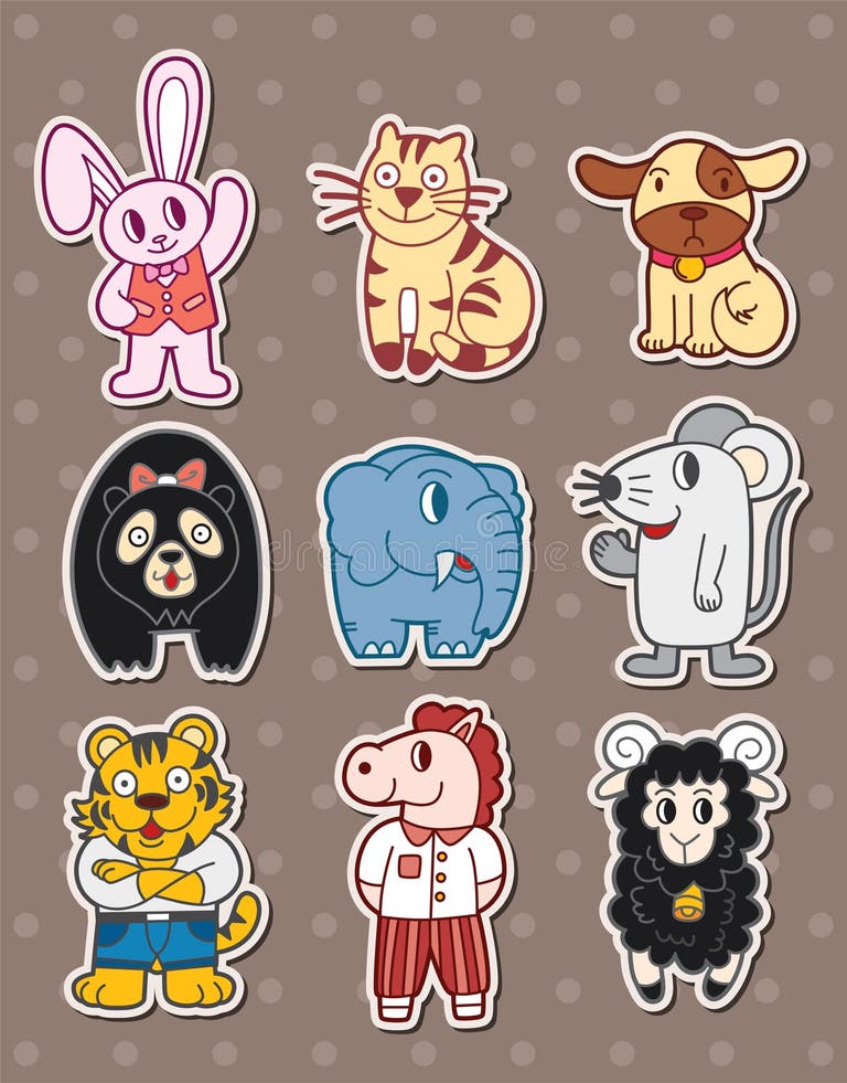 Hand Draw Stickers Animal Stock Illustrations – 733 Hand Draw Stickers ...