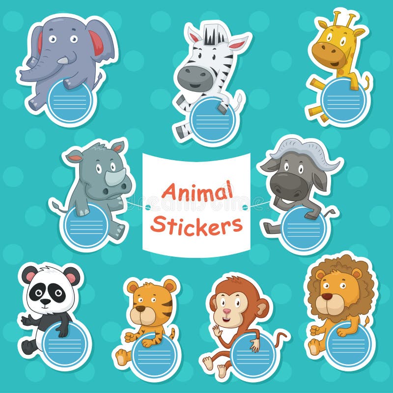 Animal stickers stock vector. Illustration of elephant - 36856883