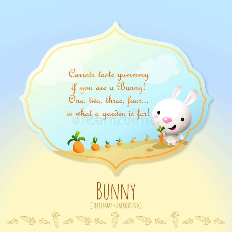 Cartoon Hungry Rabbit with Carrots Text Frame Callout and Background ...