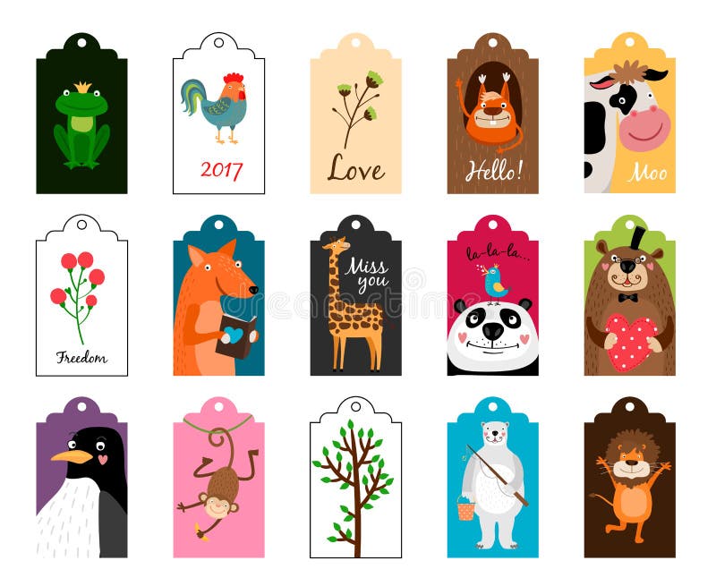 Animal Tags Vector Illustration. Frames or Label with Animals for ...