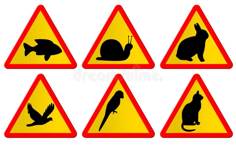 Animal Warning Traffic Signs Stock Illustration - Illustration of ...