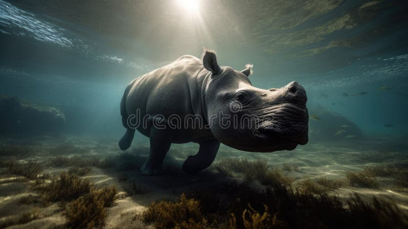 Animal under water stock illustration. Illustration of ceratotherium ...