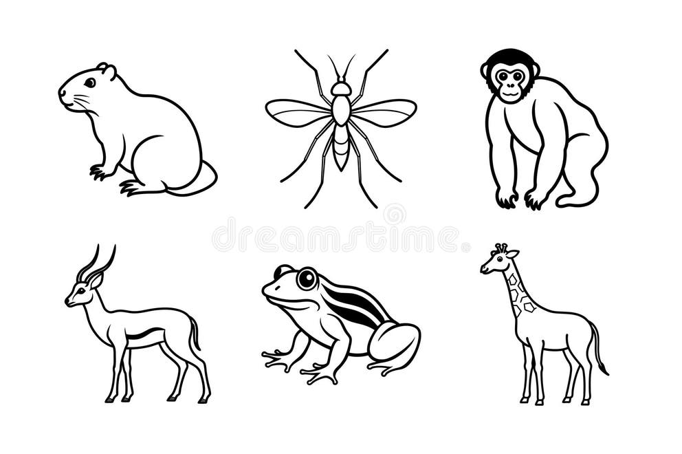 Animal Vector Line Art Icon Set Stock Vector - Illustration of vector ...