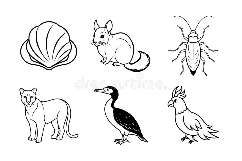 Animal Vector Line Art Icon Set Stock Vector - Illustration of sketch ...