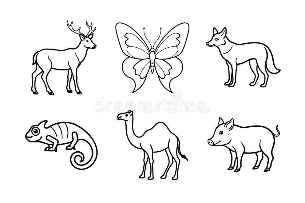 Animal Vector Line Art Icon Set Stock Vector - Illustration of graphic ...