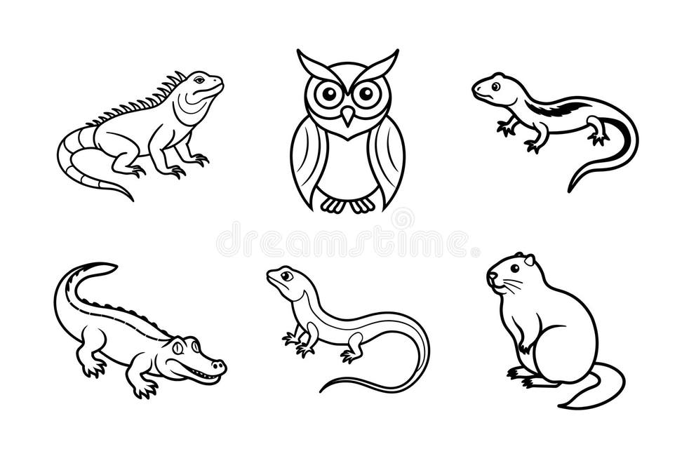 Animal Vector Line Art Icon Set Stock Vector - Illustration of sketch ...