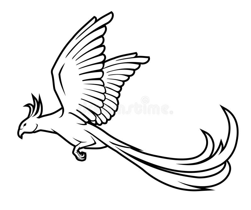 White Phoenix, Mythical Bird Illustration Stock Vector - Illustration ...