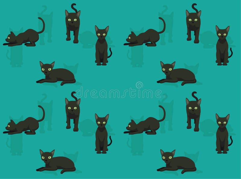 Cat Devon Rex Cartoon Character Seamless Wallpaper Background Stock ...