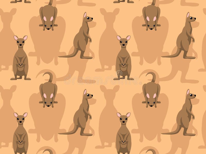 Kangaroo Set Cartoon Seamless Wallpaper Stock Vector - Illustration of ...