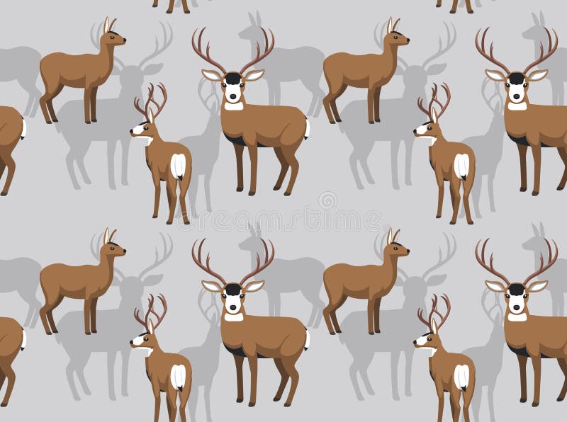 Mule Deer Cartoon Background Seamless Wallpaper Stock Vector ...