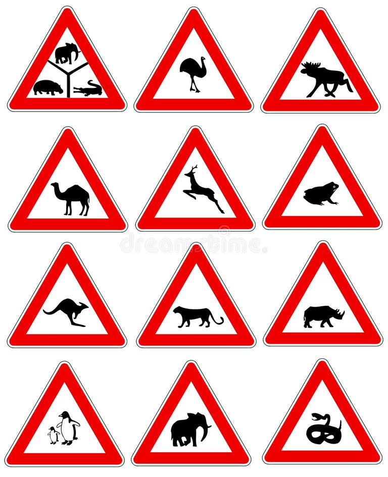Animal Warning Traffic Signs Stock Illustrations – 497 Animal Warning ...