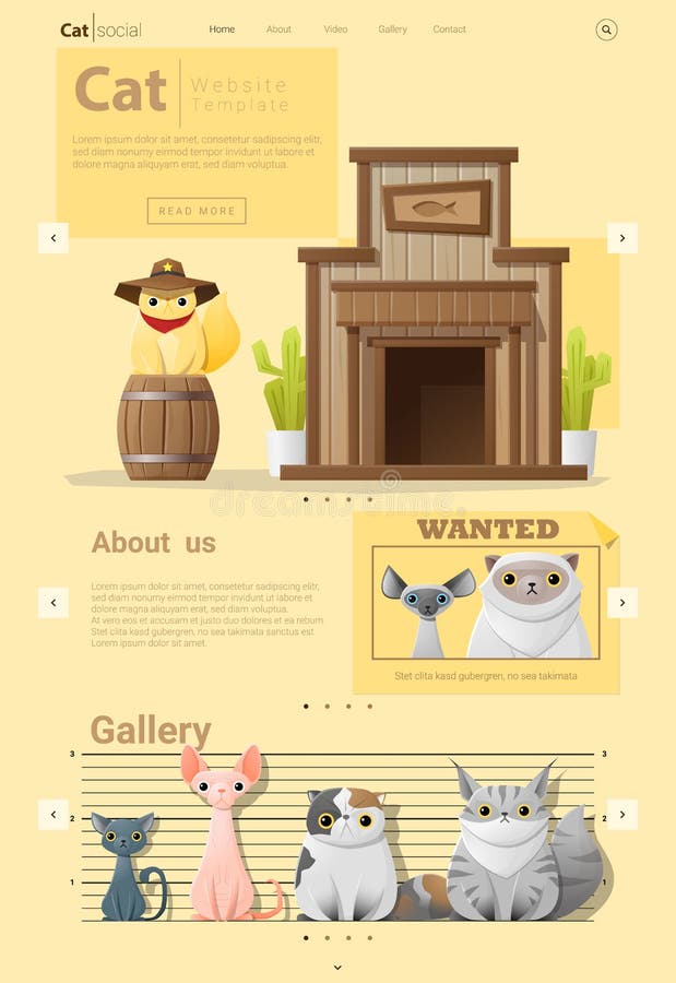 Animal Website Template Banner and Infographic with Cat Stock Vector ...