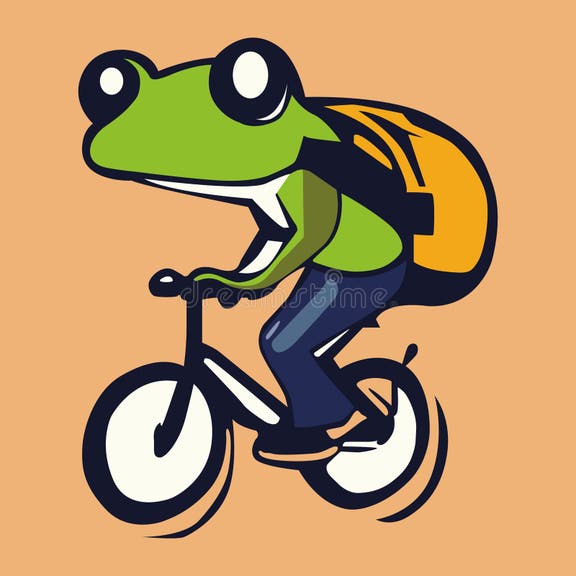 Frog Riding a Bicycle, Vector Illustration, Eps10. Stock Vector ...