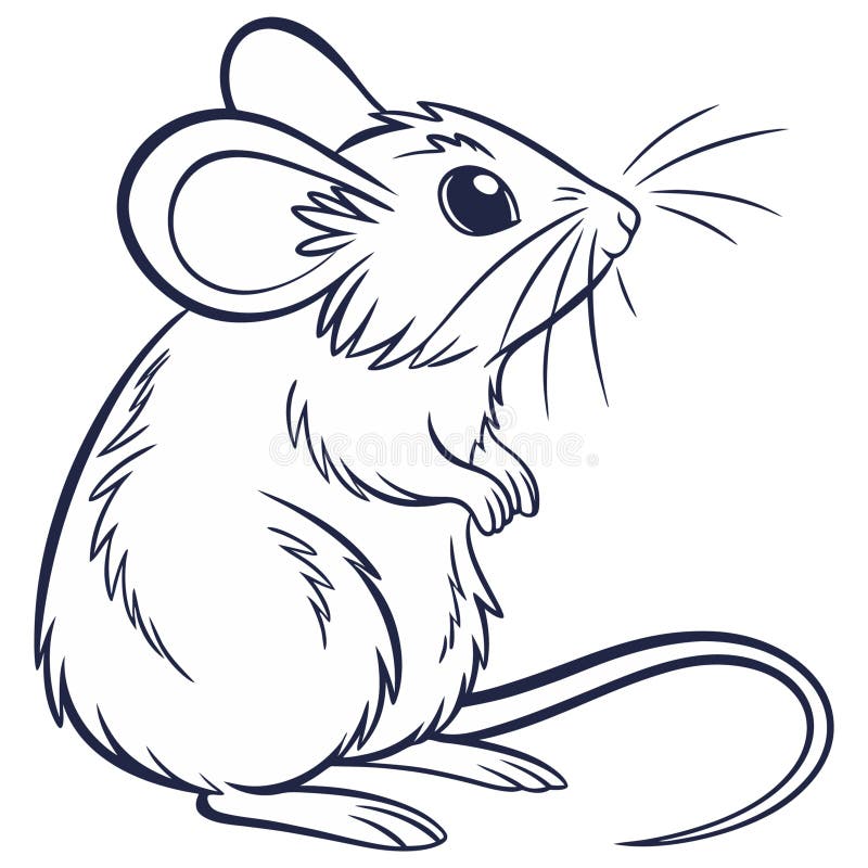 Simple Mouse Illustration in Navy Lines, Vector Drawing, Perfect for ...