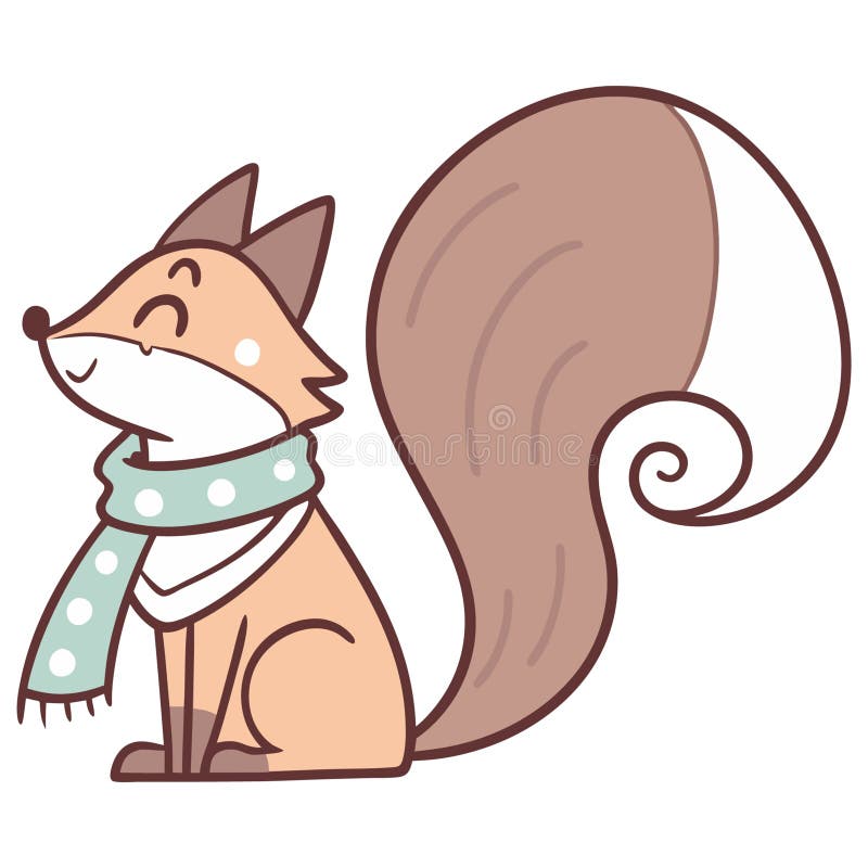 Smiling Cartoon Fox in Teal Scarf, Whimsical Illustration, Perfect for ...