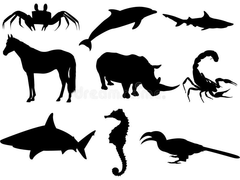 Animals stock vector. Illustration of design, white, silhouette - 5766299