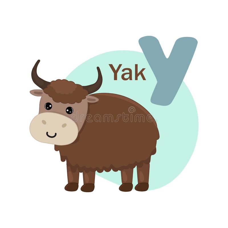 Animals Alphabet. Cute Yak. Vector Illustration for Teaching Children ...