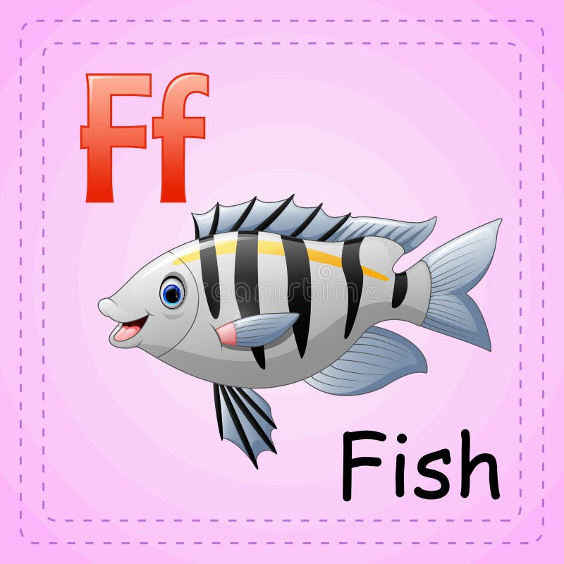 Cartoon Fish Flashcard For Children Stock Vector - Illustration of ...