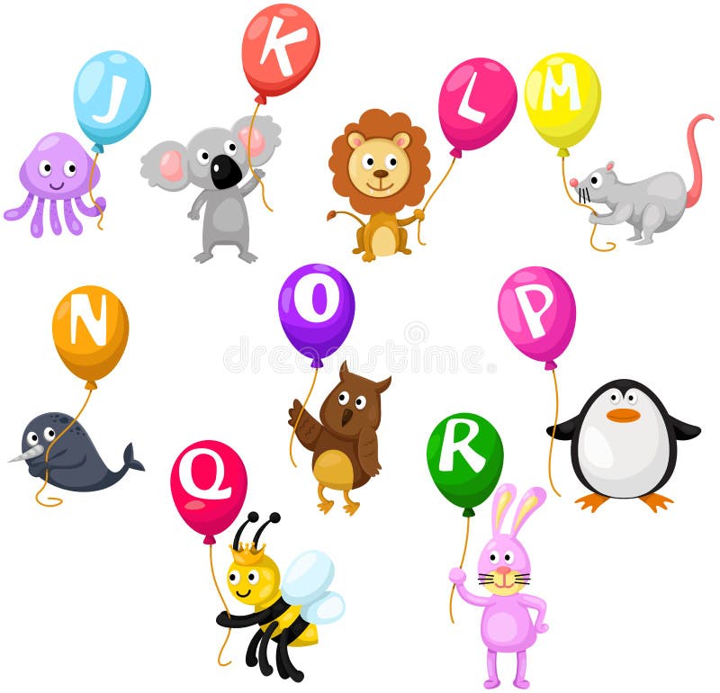Animals Alphabet Set for Kids Abc Education in Preschool. Stock Vector ...