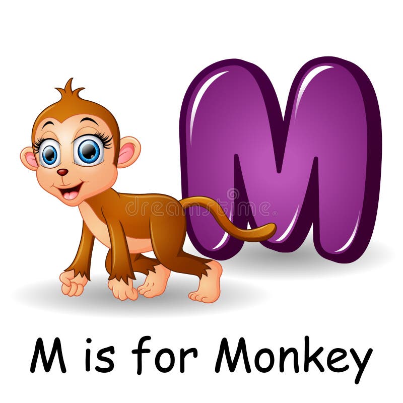 Letter M is for Monkey Cartoon Alphabet Stock Vector - Illustration of ...