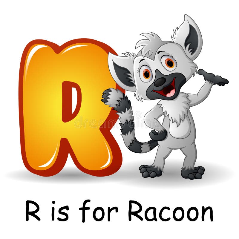 Animals Alphabet: R is for Raccoon Stock Vector - Illustration of font ...