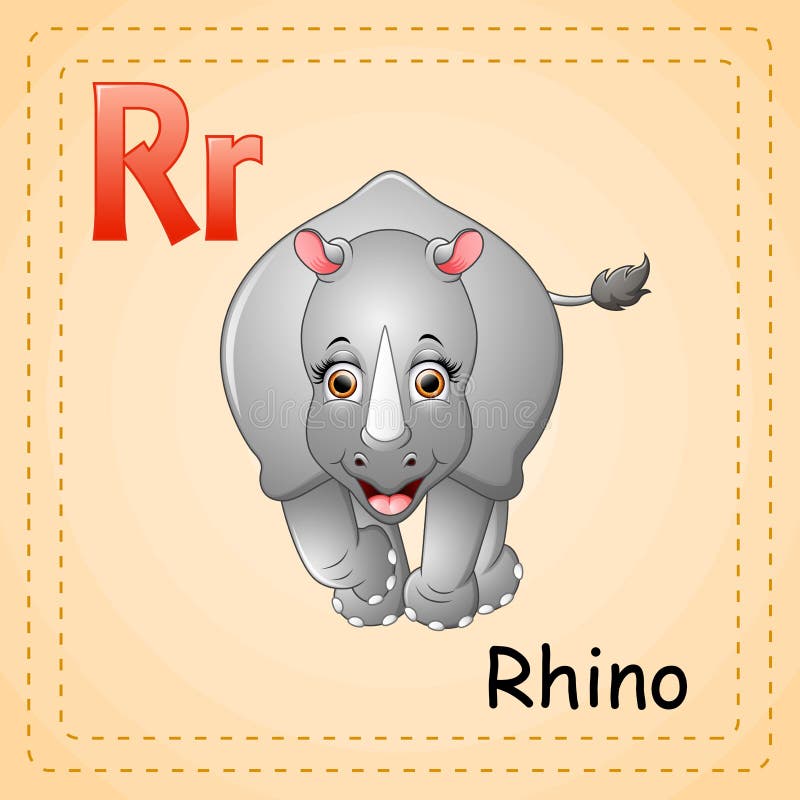 Animals Alphabet: R is for Rhino Stock Vector - Illustration of ...