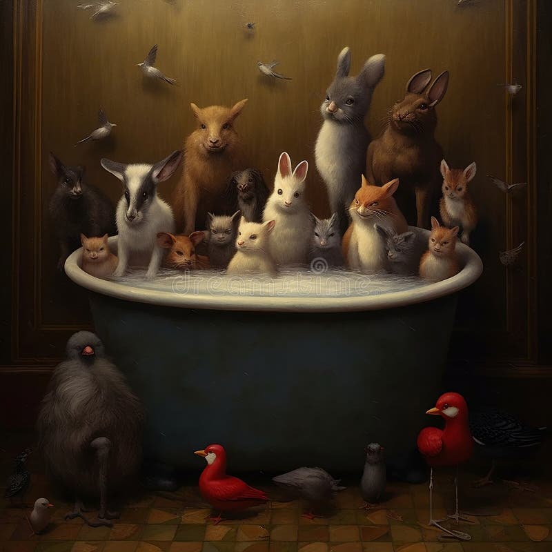 Cute Animals Bathtub Stock Illustrations – 306 Cute Animals Bathtub ...