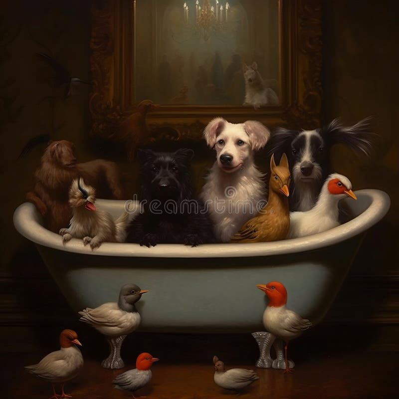 Cute Animals Bathtub Stock Illustrations – 306 Cute Animals Bathtub ...