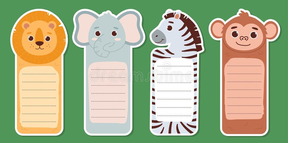 Animals bookmarks set stock vector. Illustration of monkey - 279950880
