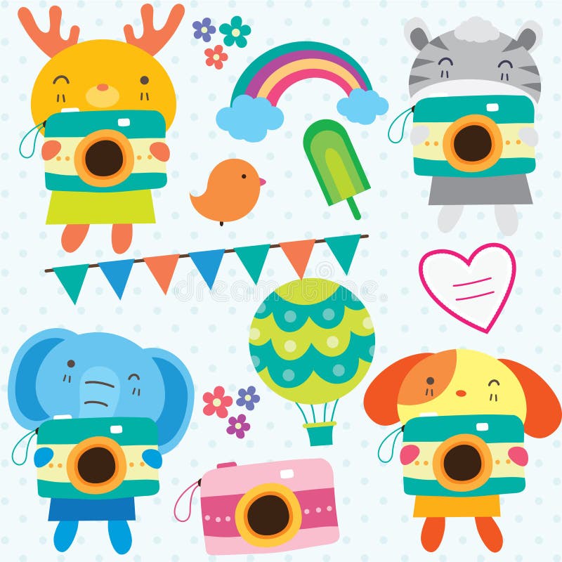 Joy animals clip art set stock vector. Illustration of kitty - 58199116