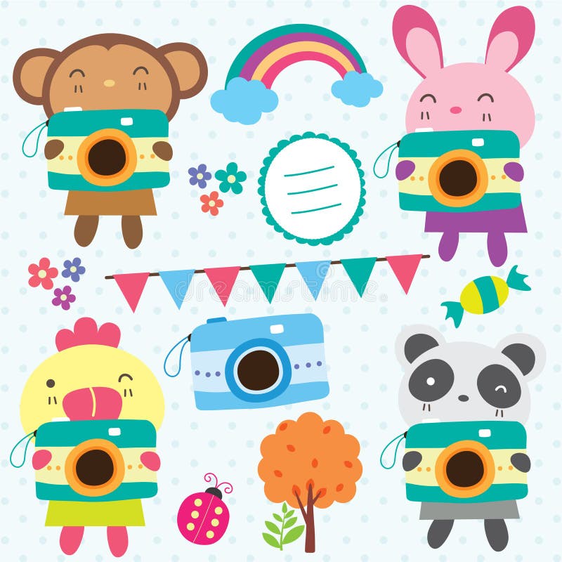 Animals camera clip art stock vector. Illustration of floral - 45186241