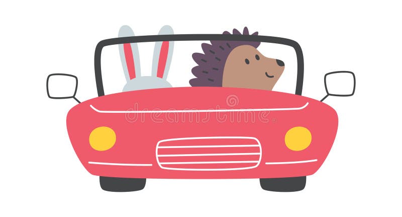 Animals in car stock vector. Illustration of wild, vehicle - 272741247