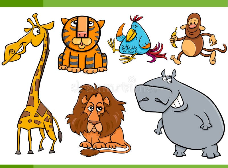 Animals Cartoon Characters Set Stock Vector - Illustration of funny ...