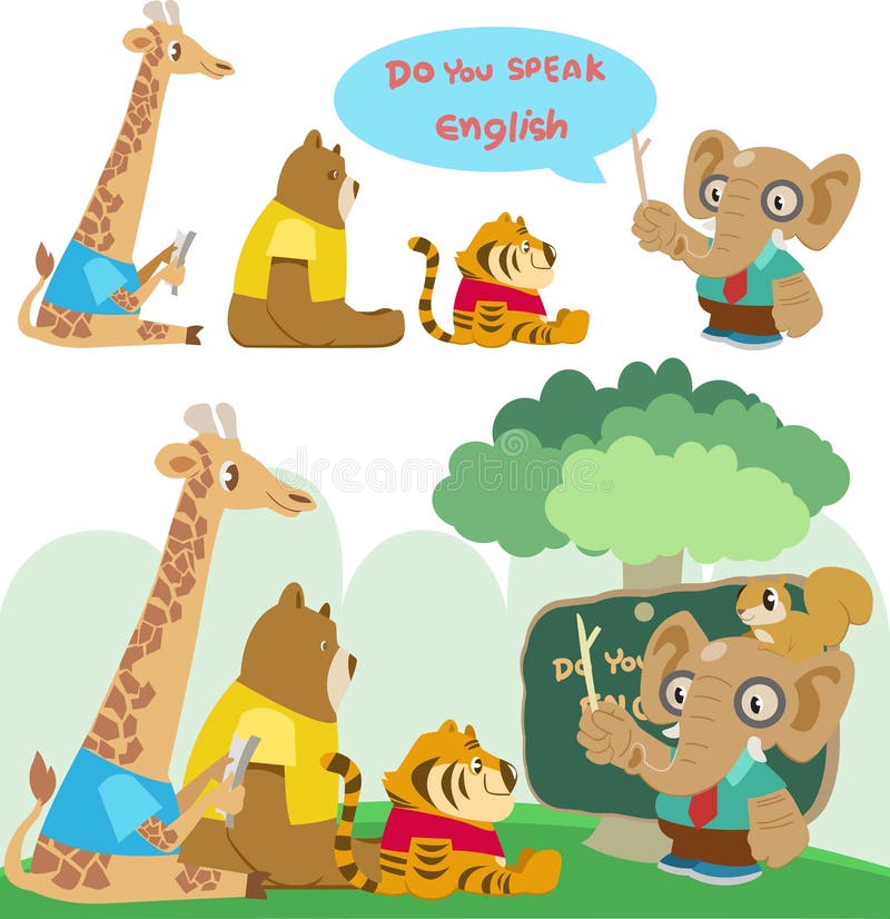 Animals in a classroom stock vector. Illustration of card - 99407556