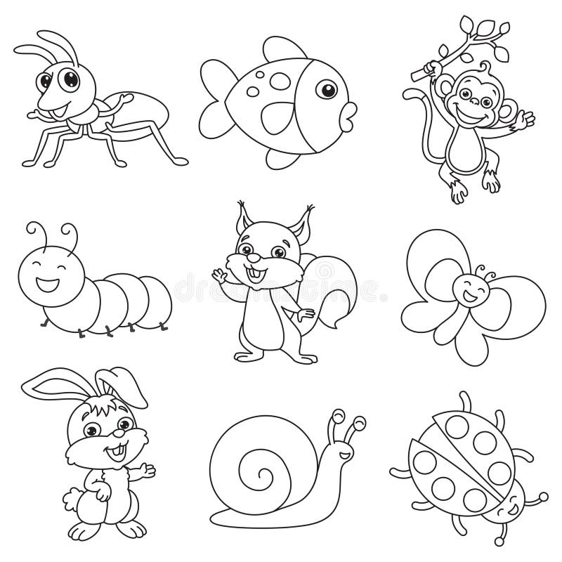 Animals Coloring Vector Illustration Stock Vector - Illustration of ...