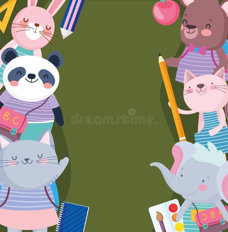 Animals cute students stock vector. Illustration of small - 220939672