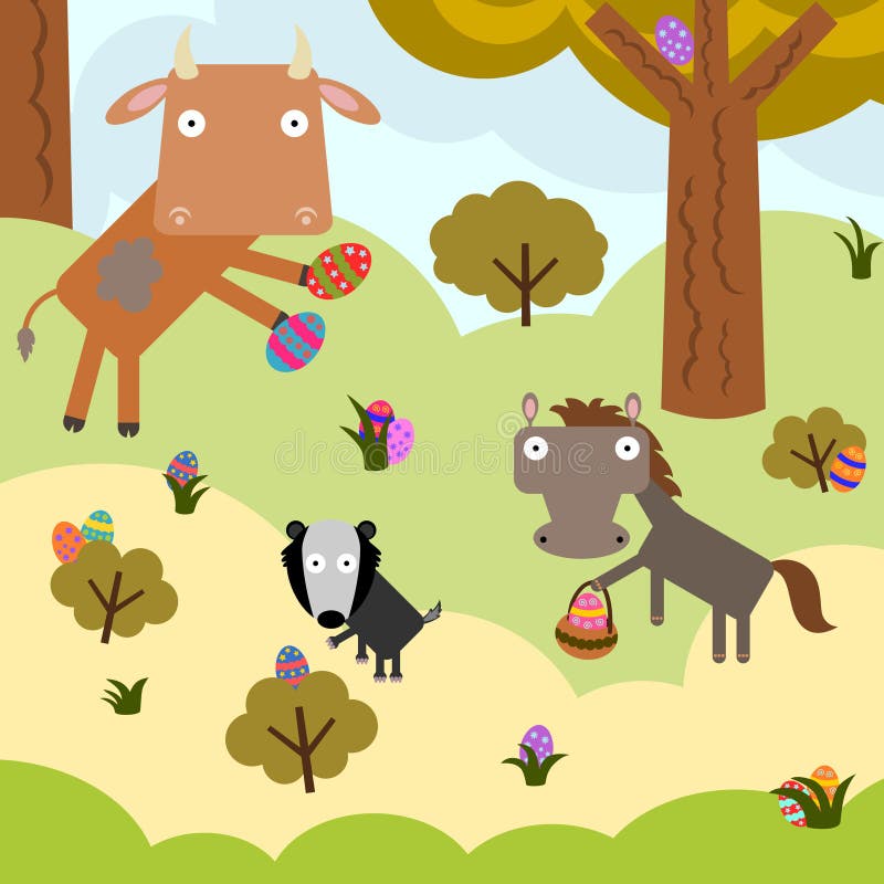 Animals do in Easter stock illustration. Illustration of search - 37987813