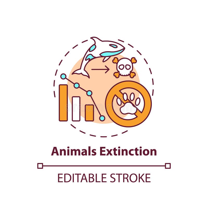 Animals Extinction Concept Icon Stock Vector - Illustration of lineart ...