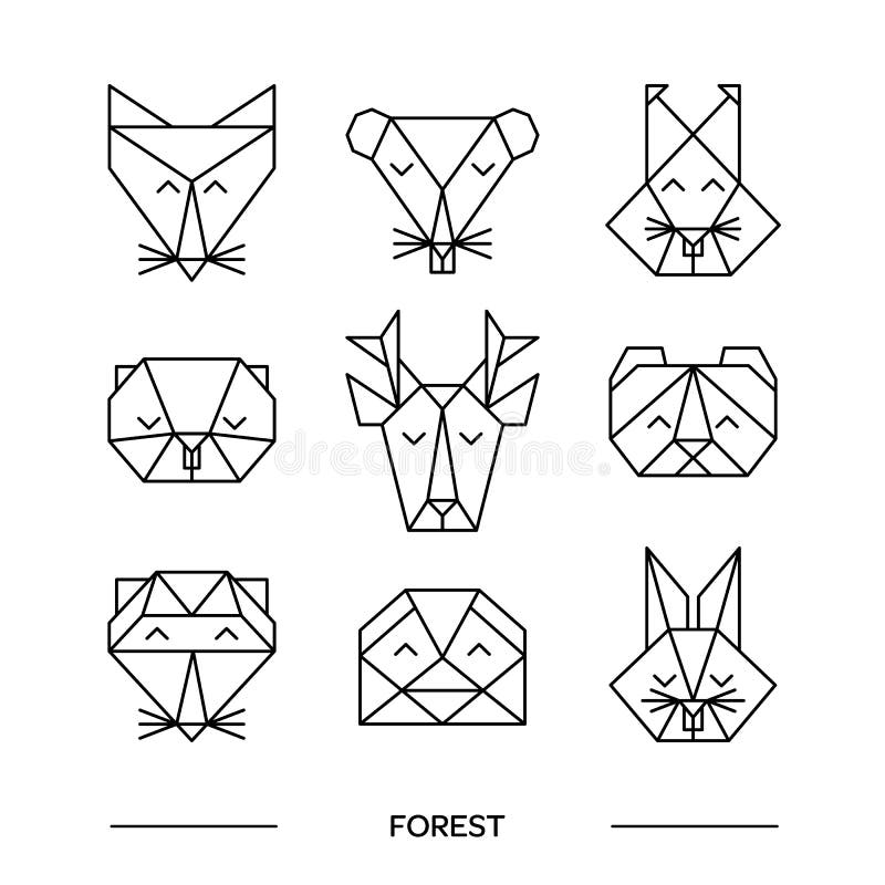 Animals farm origami 9 stock vector. Illustration of geometric - 73821754