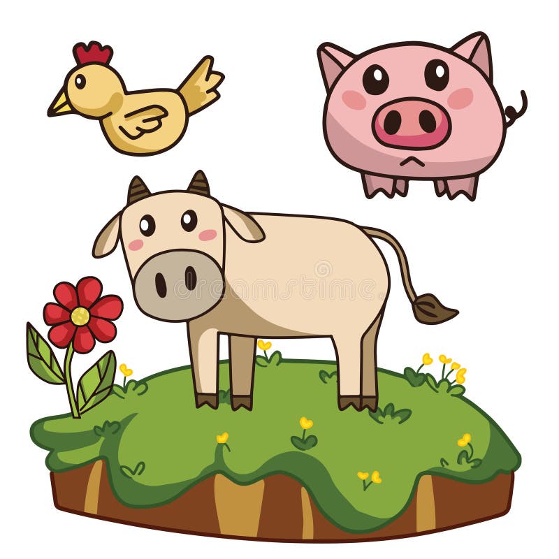3 animals farm view stock vector. Illustration of clipart - 282118872