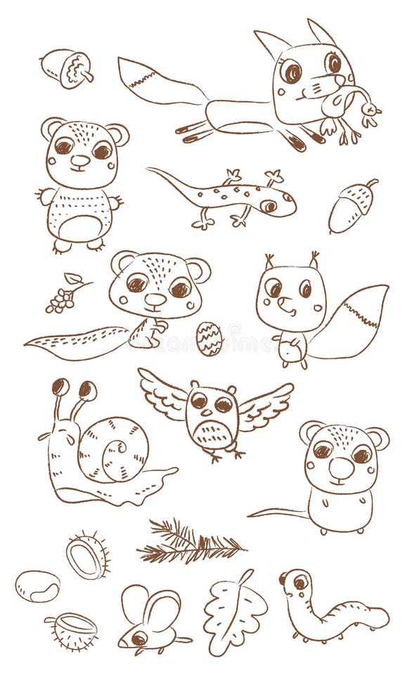 Forest Animals Line Drawing Stock Illustrations – 6,757 Forest Animals ...