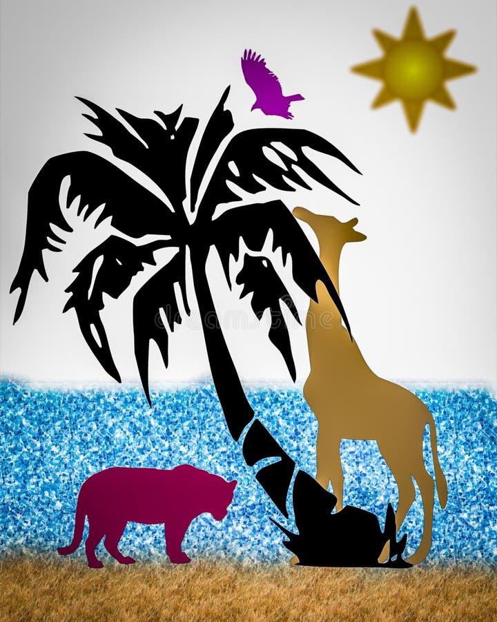 Animals Fun Day at Beach stock illustration. Illustration of animals ...