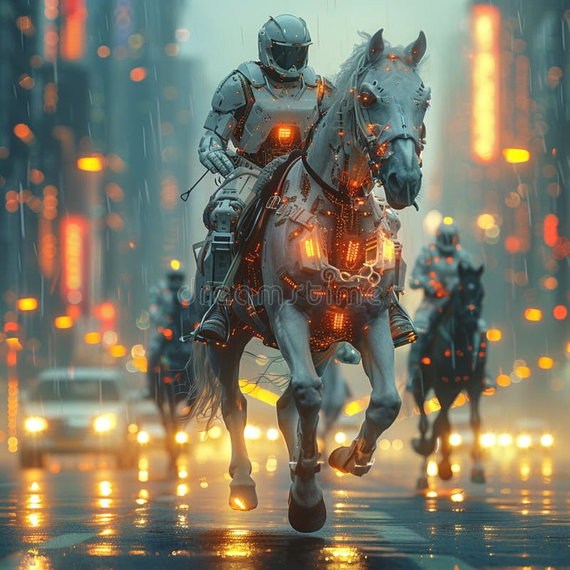 Horses in the Future World Generative by AI Stock Photo - Image of ...