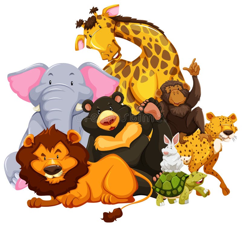 Wild Animals Posing Together Stock Illustrations – 27 Wild Animals ...