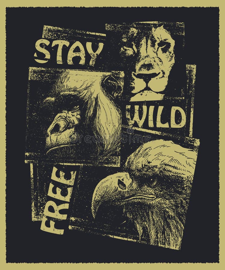 Animals. Hand Drawn Collage. Vector Stock Illustration - Illustration ...