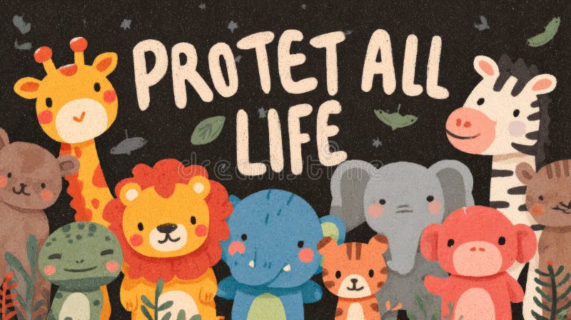 Animals Holding Banners Saying Protect All Life Stock Photo - Image of ...