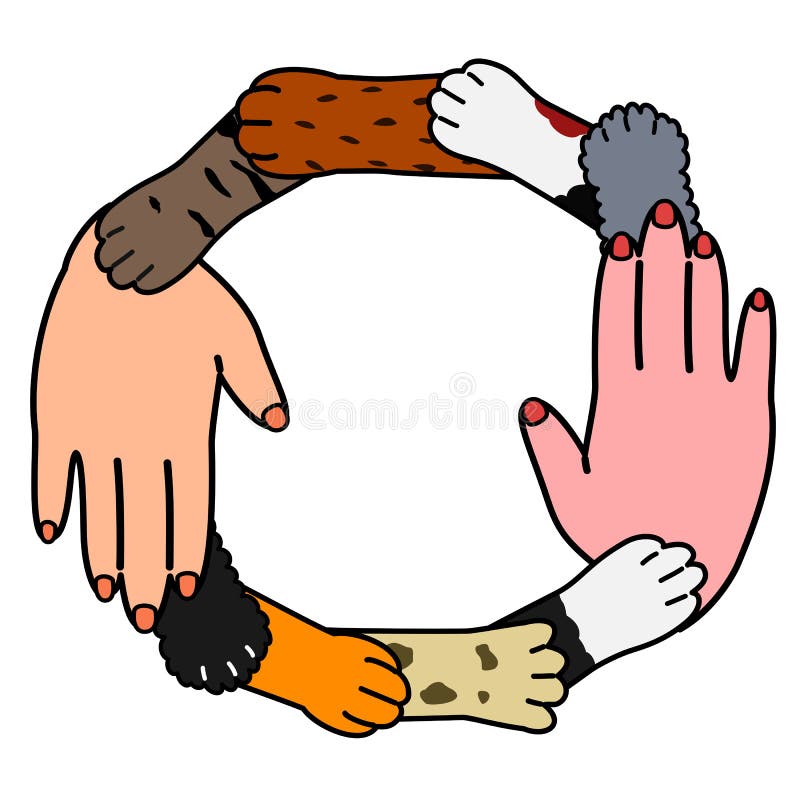 Animals and Human Cooperation Design Stock Vector - Illustration of ...