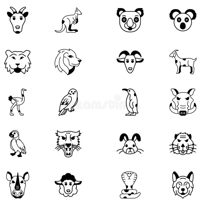 Animals Icon Pack Which Can Easily Edit or Modify Stock Illustration ...